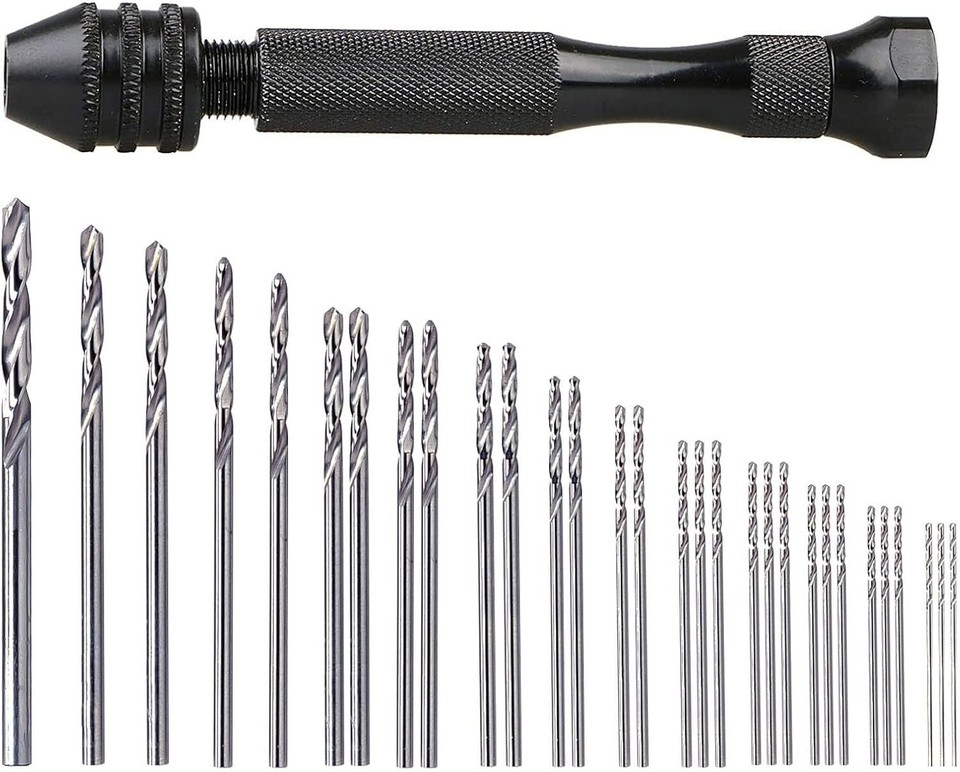 Mini Micro Hand Drill Bits Set Small Manual Keyless Chuck Pin Vise ...