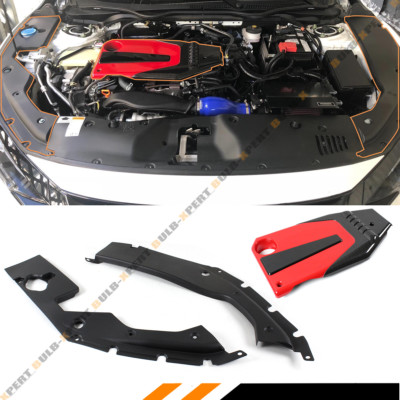 FOR 16-2021 HONDA CIVIC JDM RED BLK TYPE-R STYLE ENGINE COVER + SIDE ...
