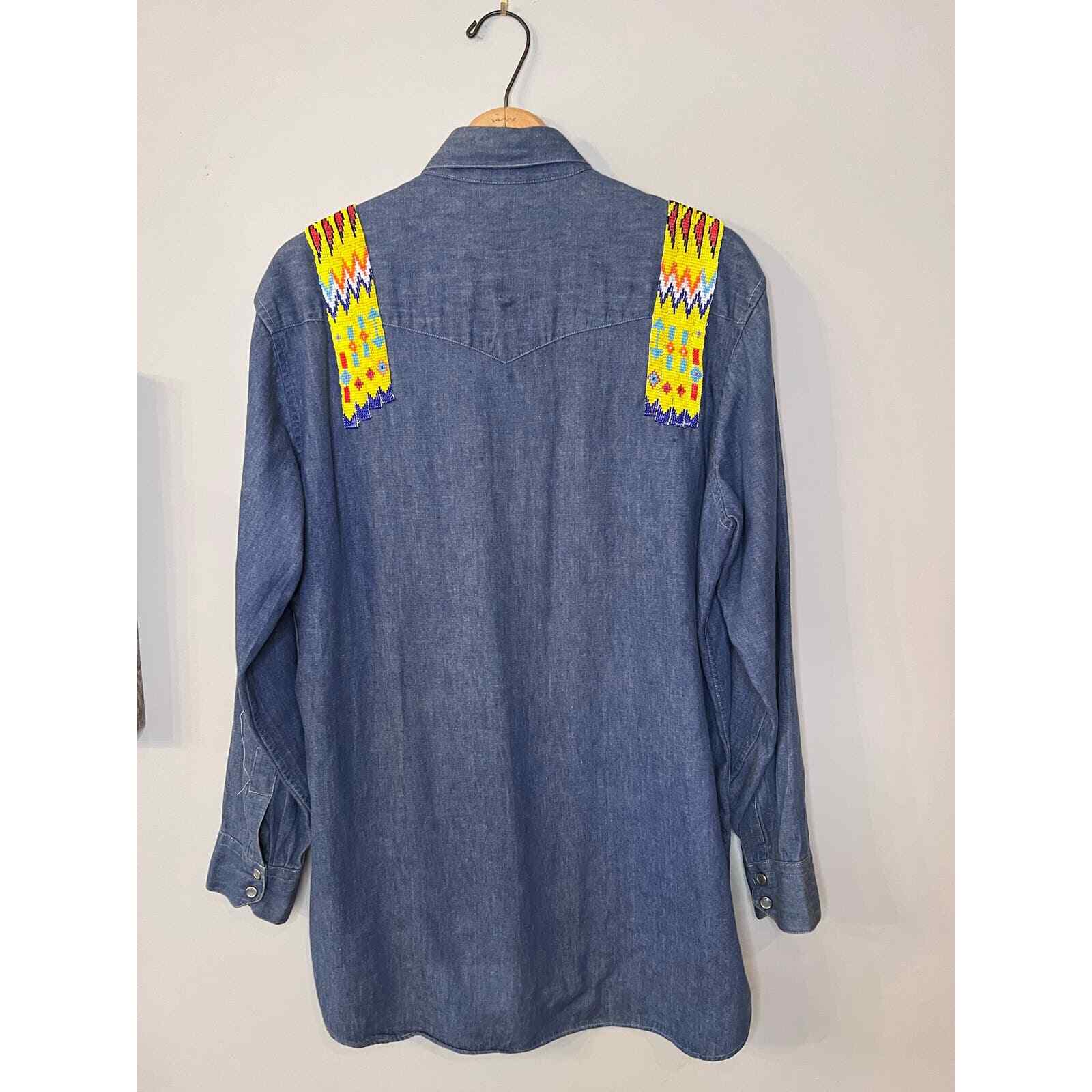 RARE Early 1980s Ralph Lauren Chaps Denim Beaded Shirt - Gem