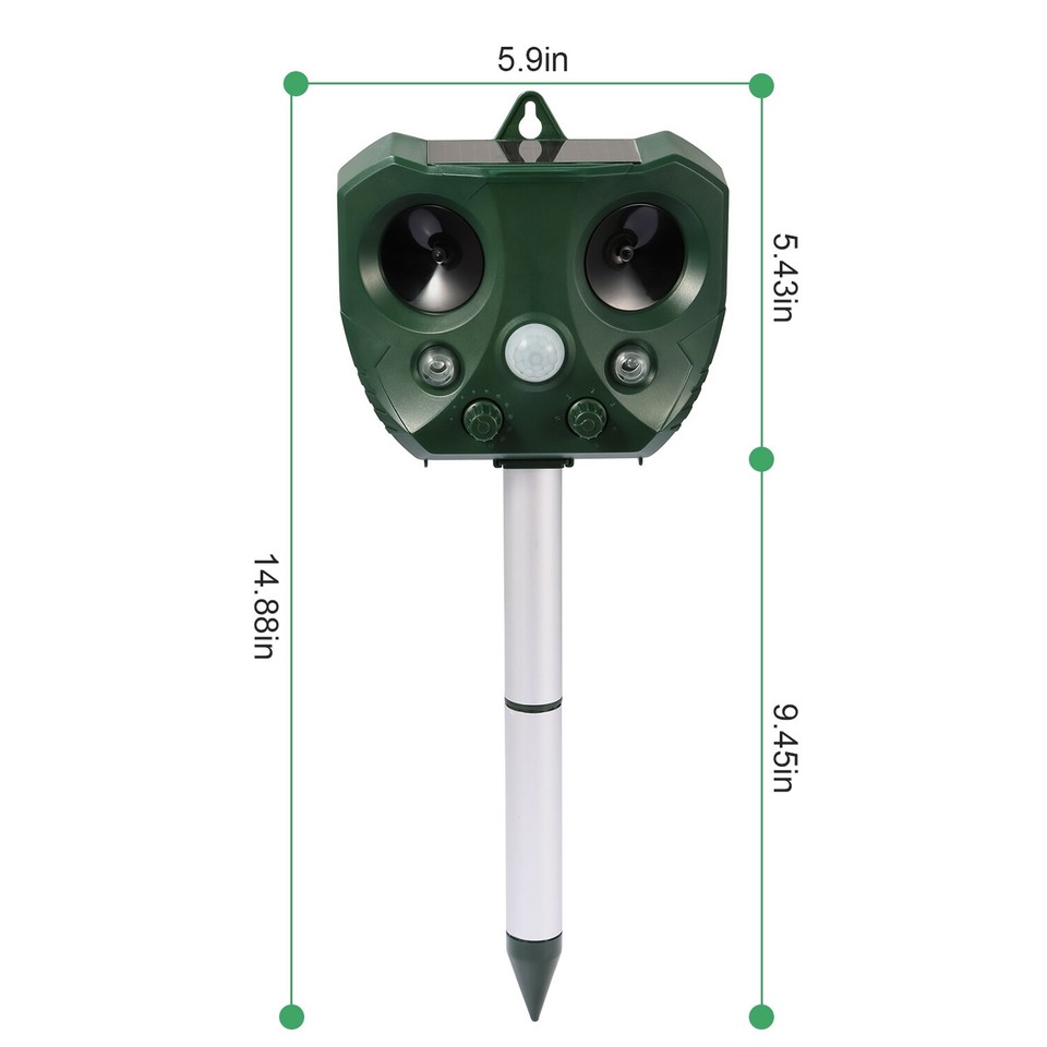 Ultrasonic Solar Garden Animal Repellent Dog Goose Repeller Deer ...