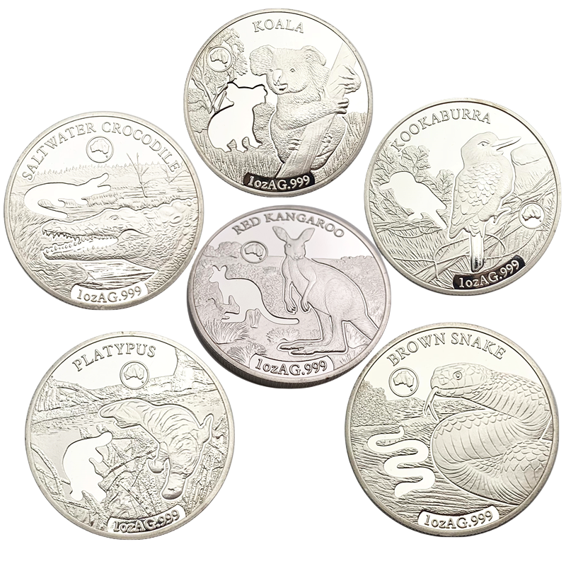 6 Pcs Australian Collection Medal Koala Kangaroo Commemorative Badge ...