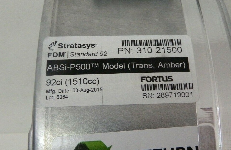 Stratasys ABSi-P500 310-21500 Filament Canister 3D Printer Fortus 92ci ...