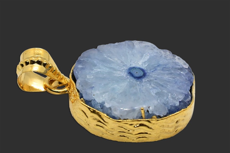 Pink Designer 18k Gold Plated Solar Druzy Pendant Overlay Jewelry Sp ...