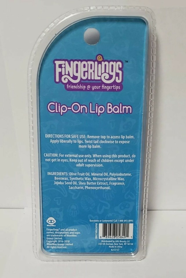 Fingerlings Strawberry Flavored Clip-On Lip Balm, Pink, Bag Clip | eBay
