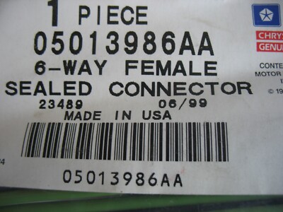 NOS Mopar 6-Way FEMALE SEALED Connector Pigtail Wiring Repair Harness ...