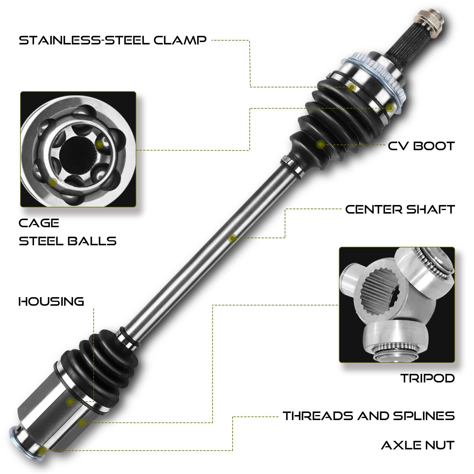 CV Axle Assembly for Hyundai Tucson 2005-2009 Kia Rondo 2007-2011 Front ...