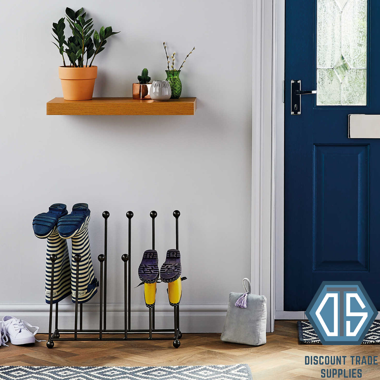 Wrought Iron Welly Boot Rack Stand 6 Pairs Shoe Holder Wellies Free ...