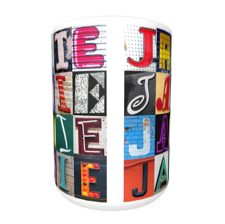 JAMIE Coffee Mug / Cup featuring the name in photos of sign letters | eBay