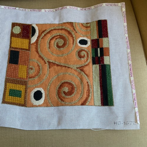 COMPLETED NEEDLEPOINT LARGE GEOMETRIC CANVAS DONE BY ME BEAUTIFUL! | eBay