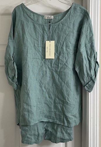 NWT Terzo Millennio Linen Long Oversized Tunic/Peasant Shift Dress ...