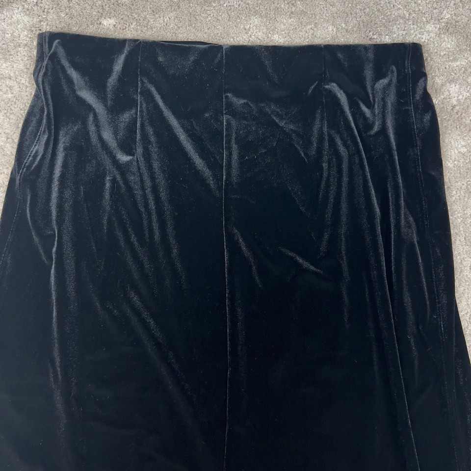 Black Crushed Velvet Jaclyn Smith Classic Maxi Skirt Size L Back Slit ...