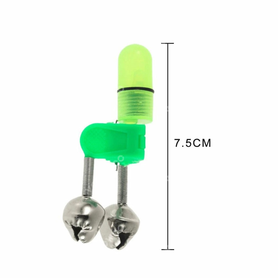 UP 20x Night Fishing Twin Ring Light Bite Alarm Bells LED Outdoor Clip ...