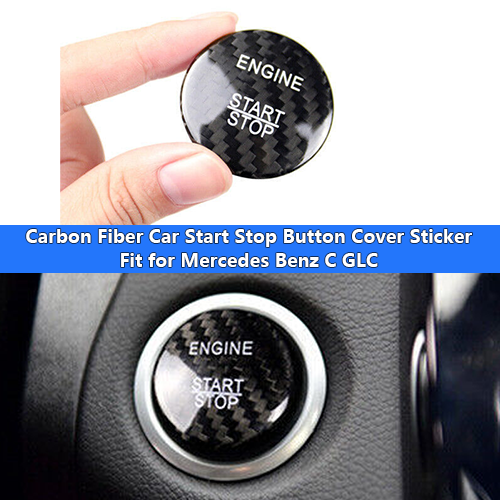 Carbon Fiber Car Start Stop Button Cover Sticker Fit for Mercedes Benz ...