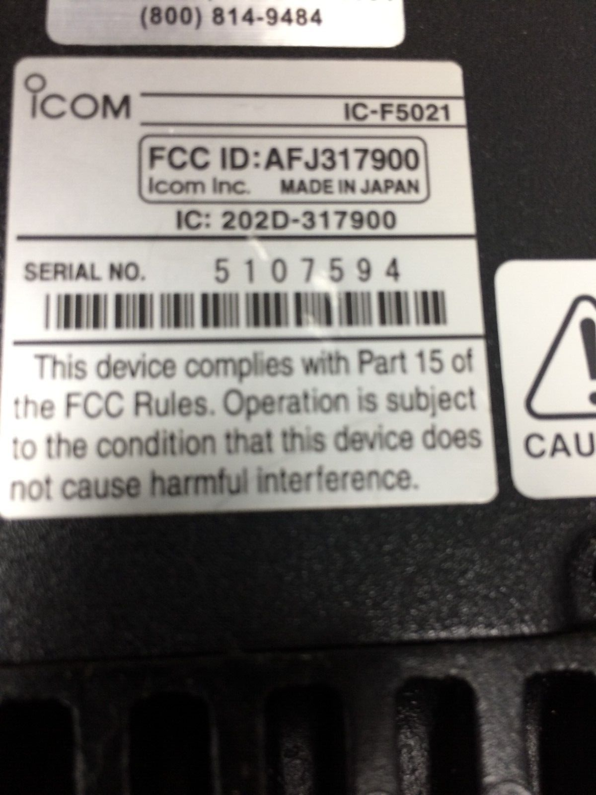 ICOM IC-F5021, VHF 136-174 MHz, 50W, 128 CH, MIC, Mount, Manual ...