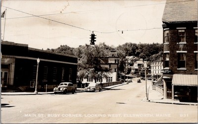 Main Street Looking West, ELLSWORTH, Maine Real Photo Postcard | eBay