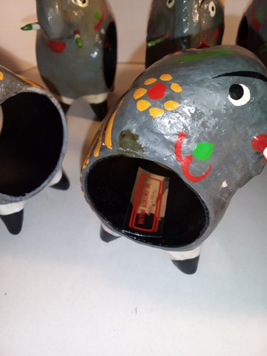 8 Victor Bonomo Painted Wood Elephants Napkin Rings | eBay