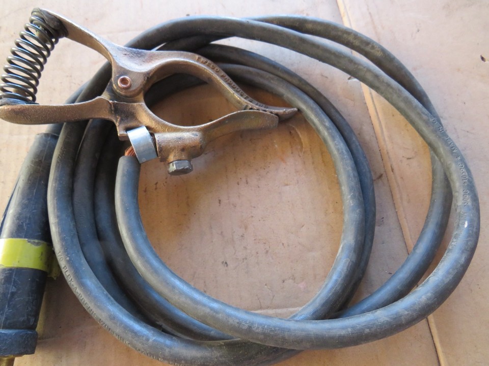 Welding Lead Copper Clamp 50-70 Connector 1/0 AWG cable 10 Ft Ground ...