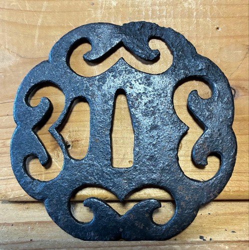 Iron Tsuba Edo Period 7.5cm Decorative Circular Sword Guard Used | eBay