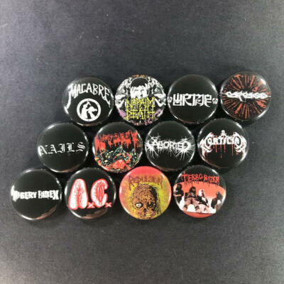 Grindcore 1" Button Pin Set Death Metal Carcass Napalm Death Autopsy ...