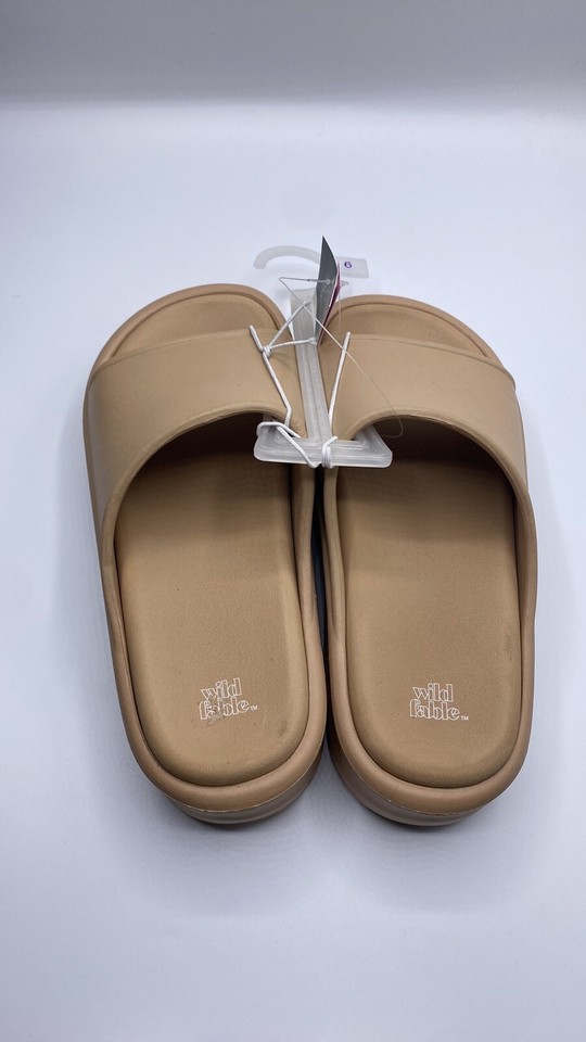 Wild Fable Women's Laney Platform Sandals/Slides Cream and Tan | eBay