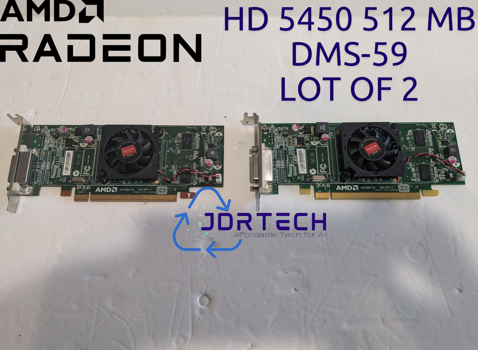 Lot of 2 AMD RADEON HD 5450 512MB GDDR3 PCIe GPU DMS59 Video Card ...