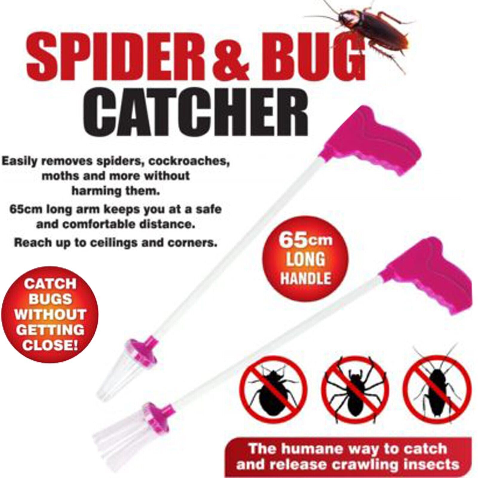 🔥Extra Long Spider Catcher Pest Insect Catcher Bug Trap Humane Reach ...