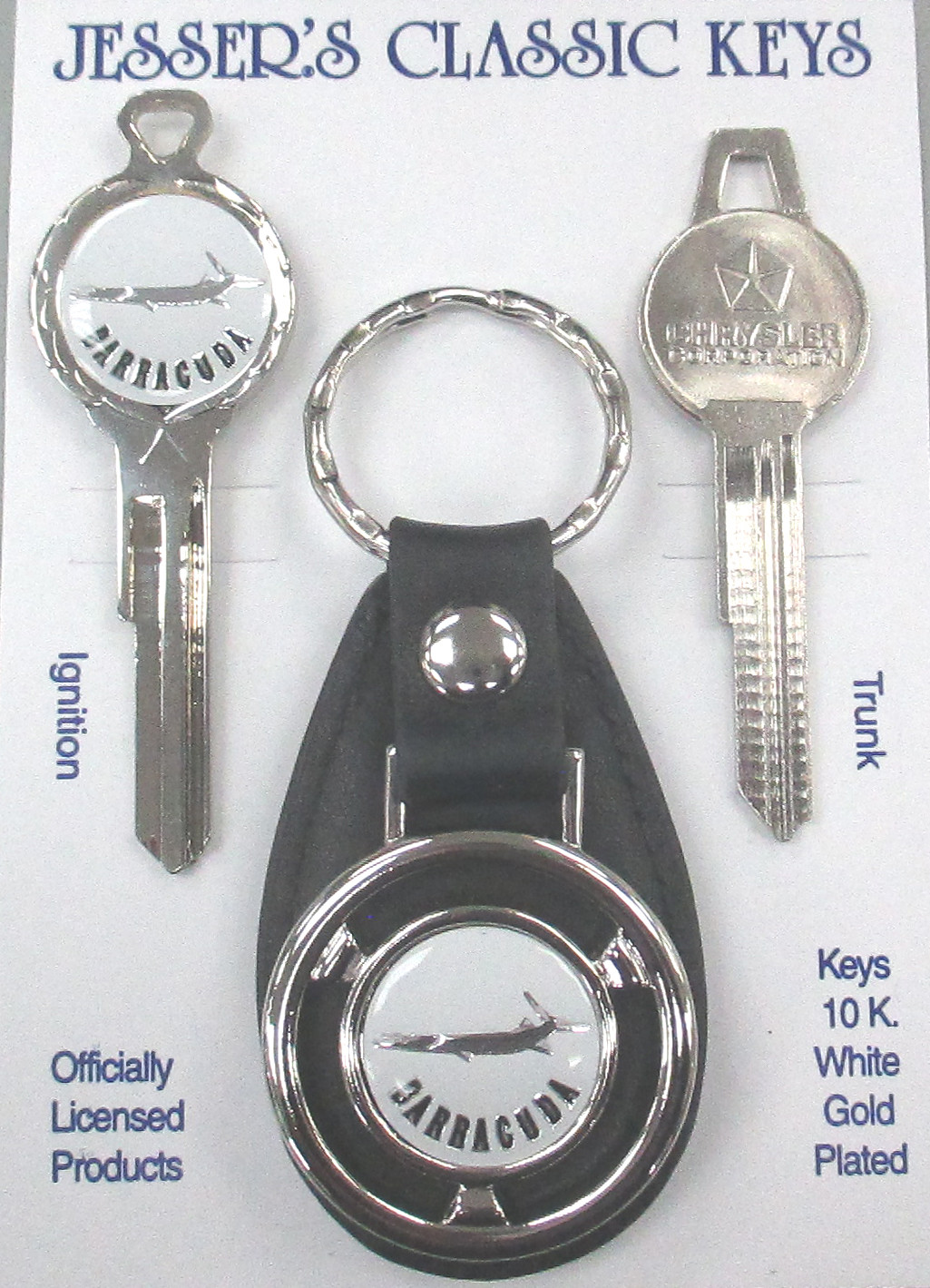 White Plymouth Barracuda Fish Logo Deluxe Classic Key Set 1964 1965 NOS ...