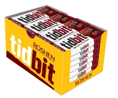 Roshen TidBit Milk Chocolate Candy Bar Cherry Brownie Filling 50gx28pcs ...