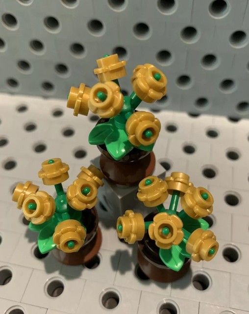 Lego Gold Flowers Bouquets With Leaves In Vases Plant Garden Greenery ...