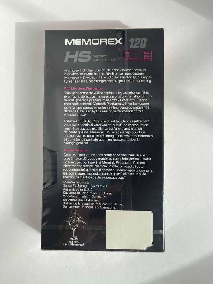 Sealed Memorex HS Video Cassette / VCR Blank VHS | eBay