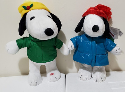 Animated Peanuts Snoopy Winter Plush Green & Blue Puffer Jackets ...