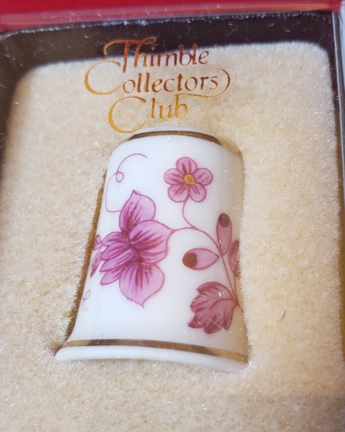 3 Thimble Collectors Club Thimbles with Box , Monkey, Flower, Rose ...