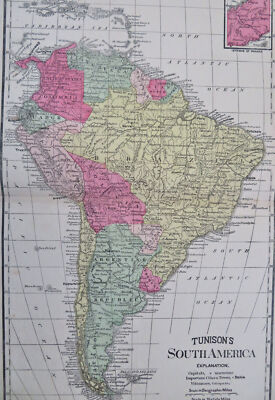 South America Volcanoes Brazil Peru Venezuela Argentina c. 1886 ...