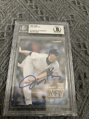 JIMMY KEY SIGNED NEW YORK YANKEES CARD BECKETT BAS SLABBED & AUTHENTIC ...