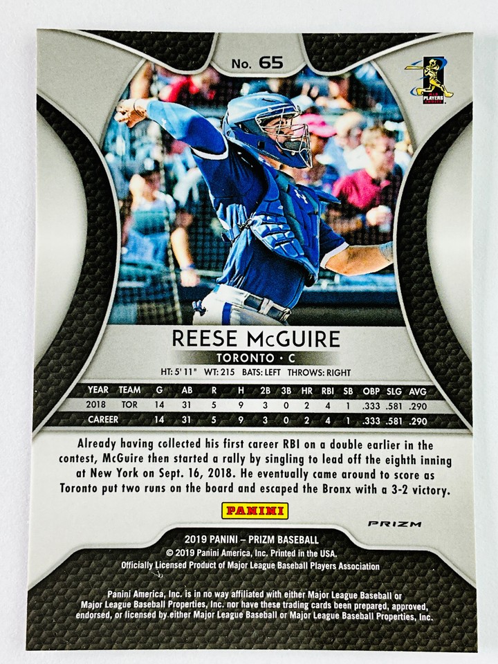 2019 Panini Prizm White Sparkle Reese McGuire #65 RC Rookie SSP | eBay
