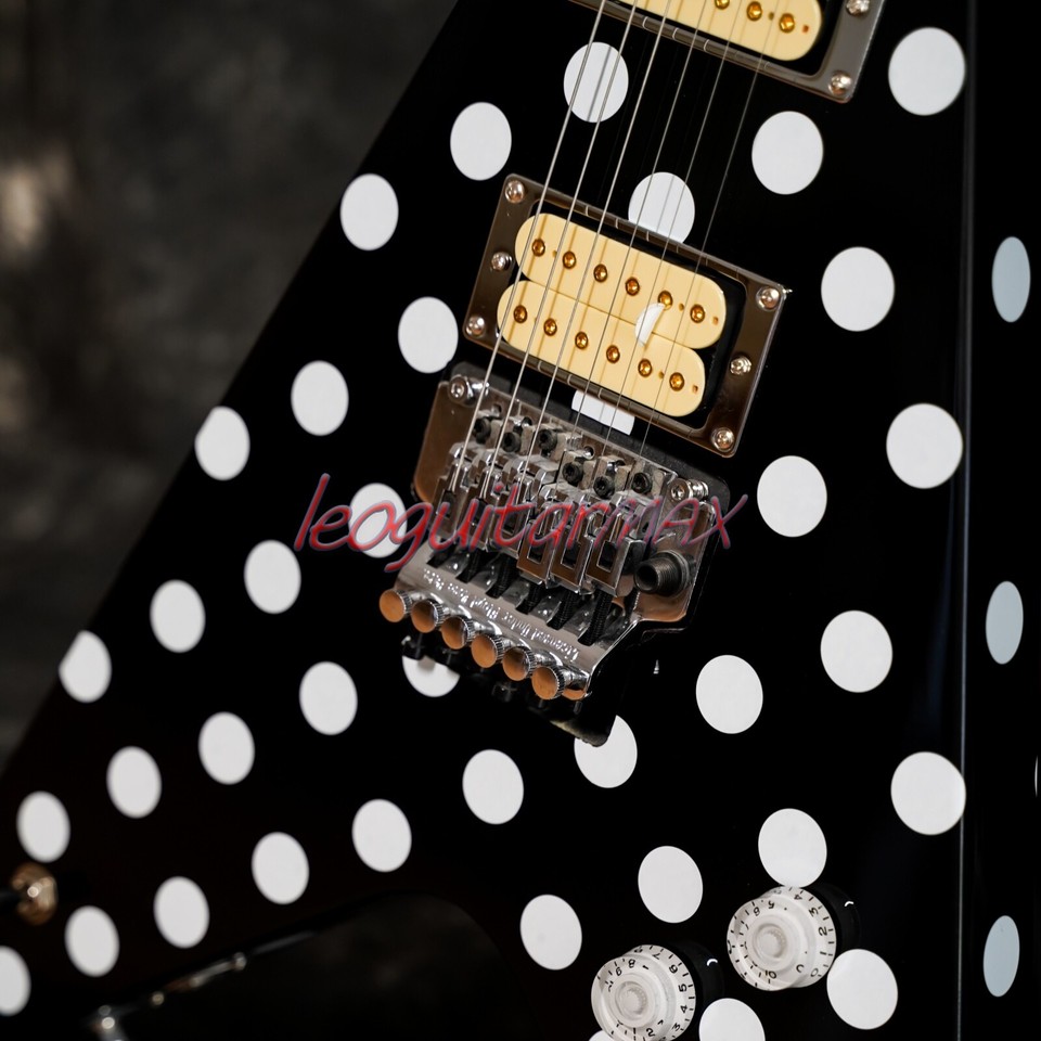 Black Randy Rhoads Solid Body Electric Guitar Flying V White Polka Dot ...