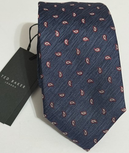 Ted Baker London Chanute Mini Paisley Silk Tie In Navy Blue Color. | eBay