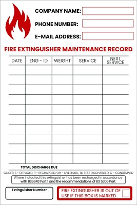 Pack of 10 Fire Extinguisher Maintenance Record Sticker | Fire Service ...