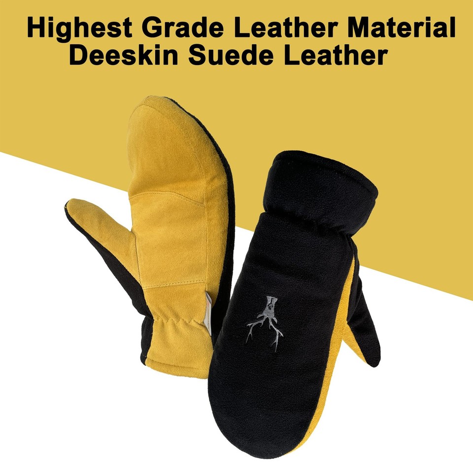 SKYDEER Deerskin Mittens for Men Women, Thinsulate Insulated Cold ...