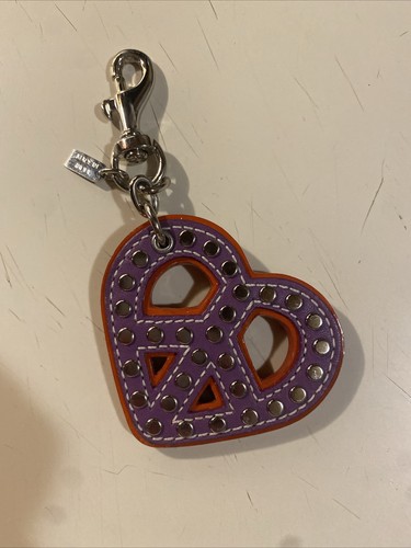 Coach Poppy Studded Peace Sign Heart Key Fob Keychain Bag Charm | eBay