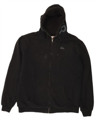 QUIKSILVER Mens Graphic Zip Hoodie Sweater XL Black Cotton TI02 | eBay UK
