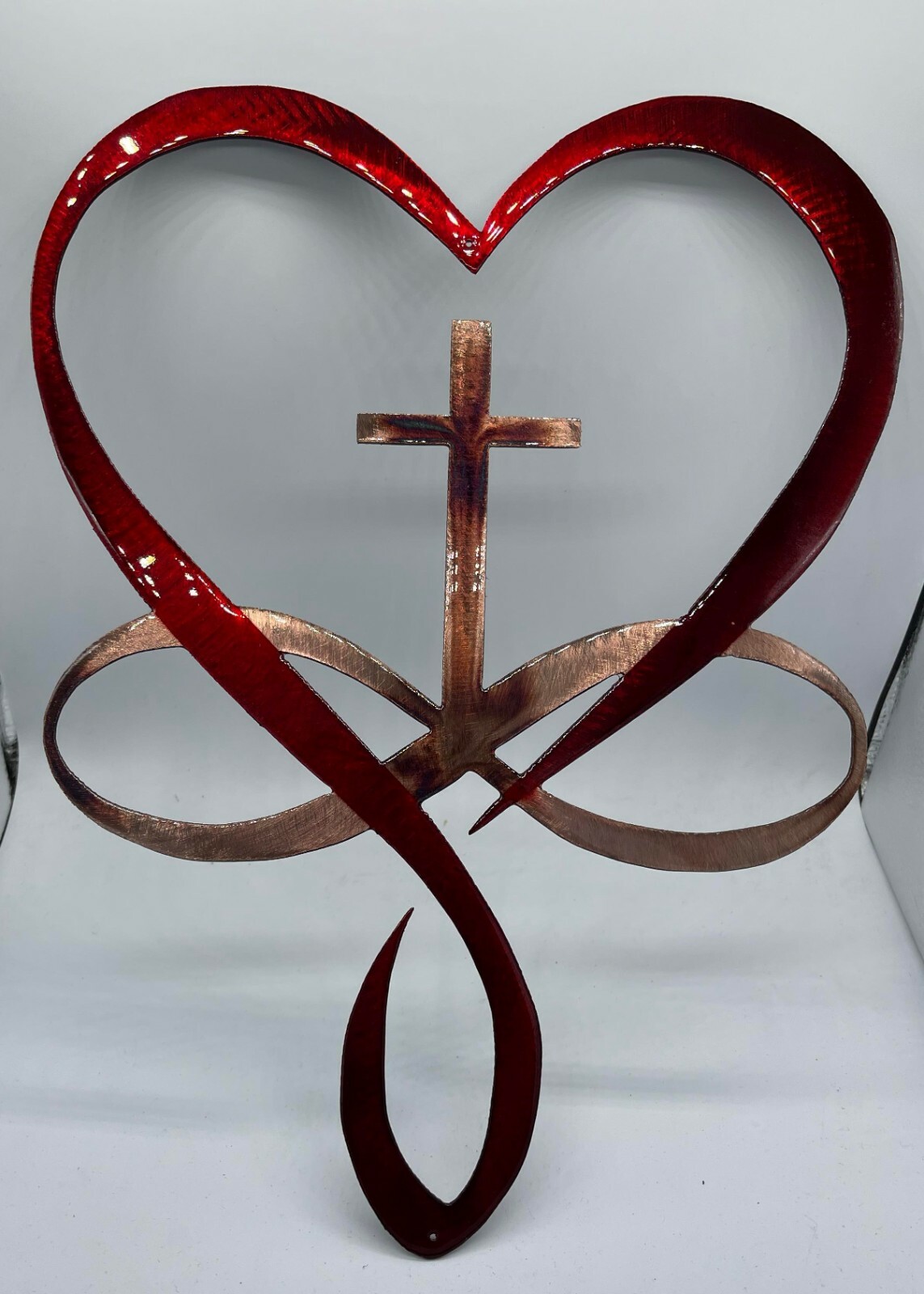 Heart Cross Infinity Symbol Metal Wall Art 2 Toned Red Heart 15" x 11 1 ...