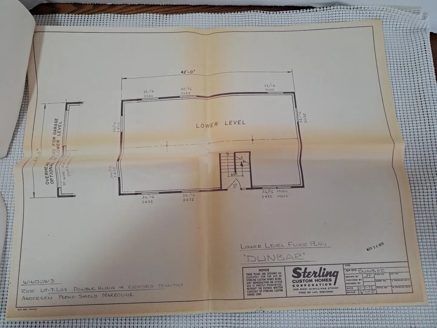 Vtg 1972 Architectural History Dunbar House Plan Blue Prints 4 Sheets ...