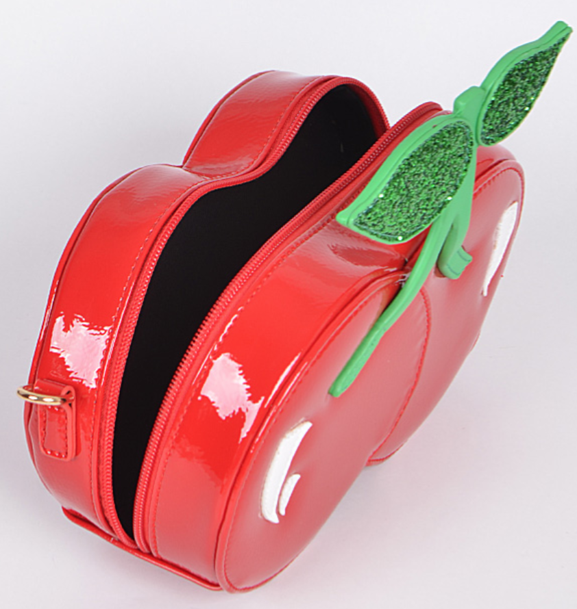 Red Fruity Cherry Bag 3D Pin Up Style Gold Crossbody Shoulder Chain ...