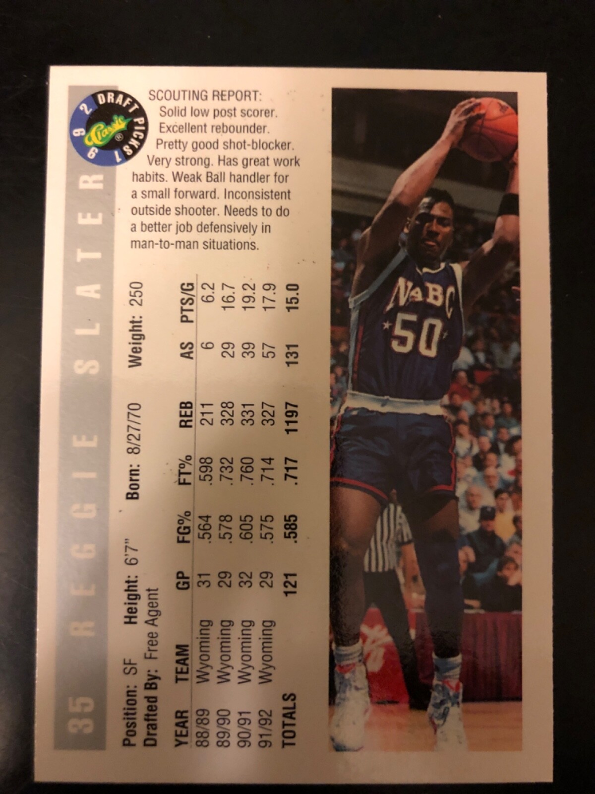 1992 Classic Draft Picks Reggie Slater Rookie Basketball Card #35 | eBay