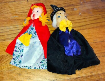 Lot of 2 Vintage Finger Puppets Little Red Riding Hood Wizard Doll ...