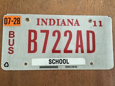 2011 Indiana School Bus License Plate Tag | eBay