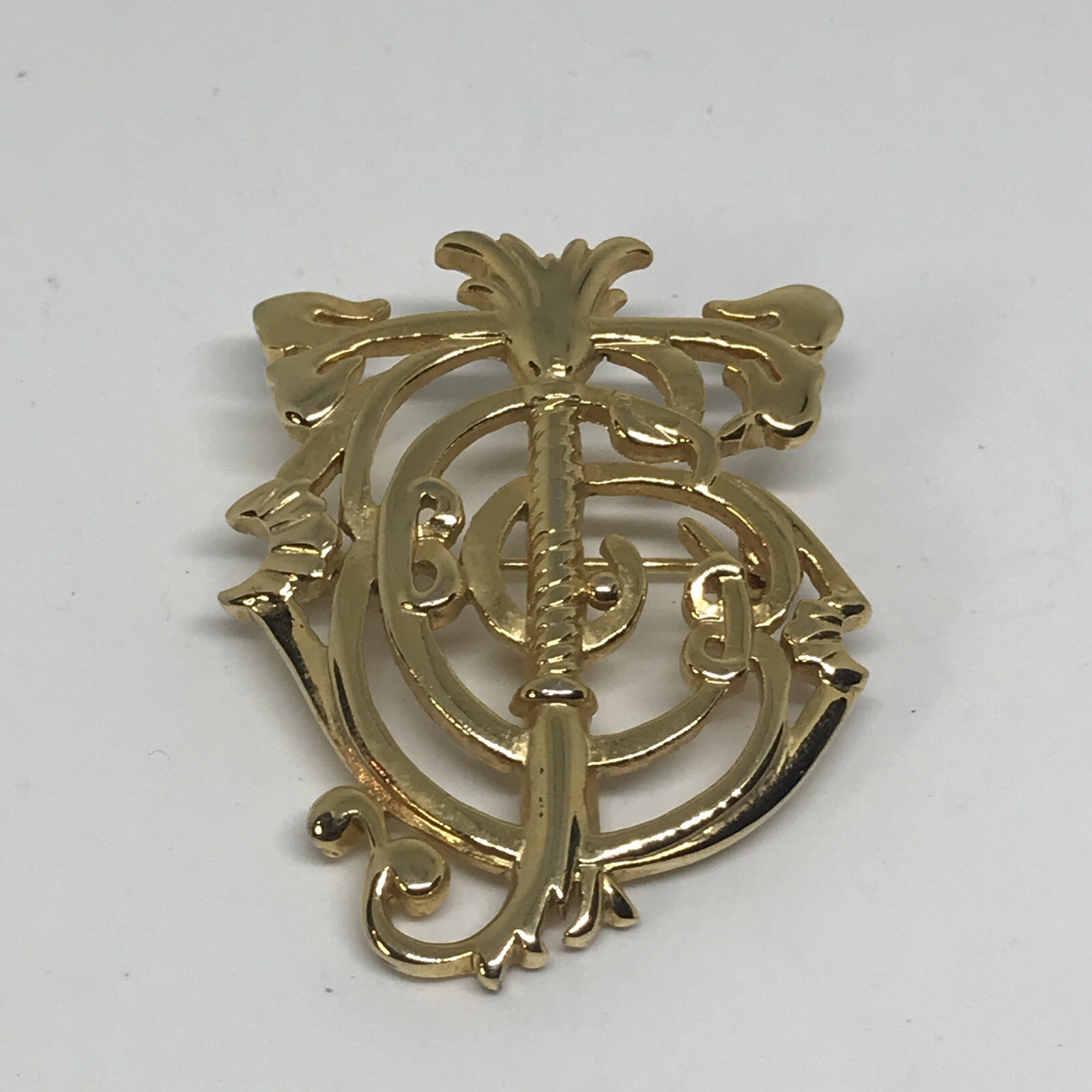 VINTAGE CAROLEE SCROLL SIGNATURE DESIGN GOLD TONE MET… - Gem