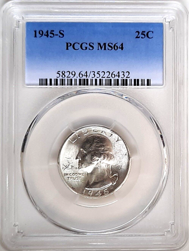 1945-S Silver Washington Quarter- PCGS MS 64-Fading Blue Label. | eBay