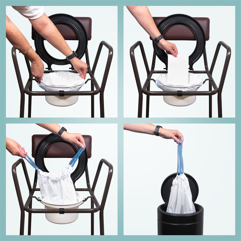 Commode Liners With Absorbent Pads Biodegradable Bags - Box of 50 Bags ...